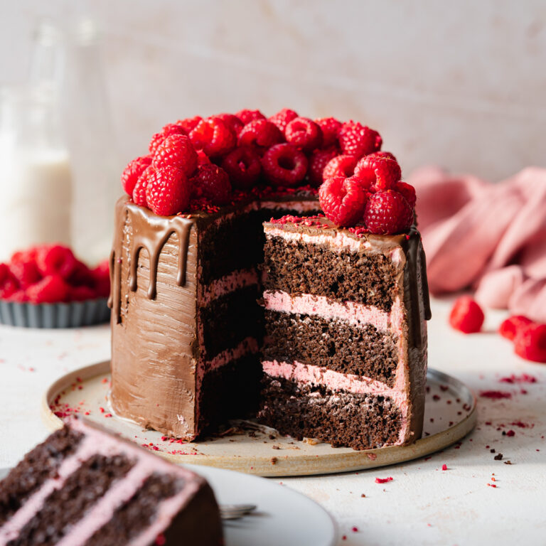Vegan Raspberry Chocolate Cake With Ganache