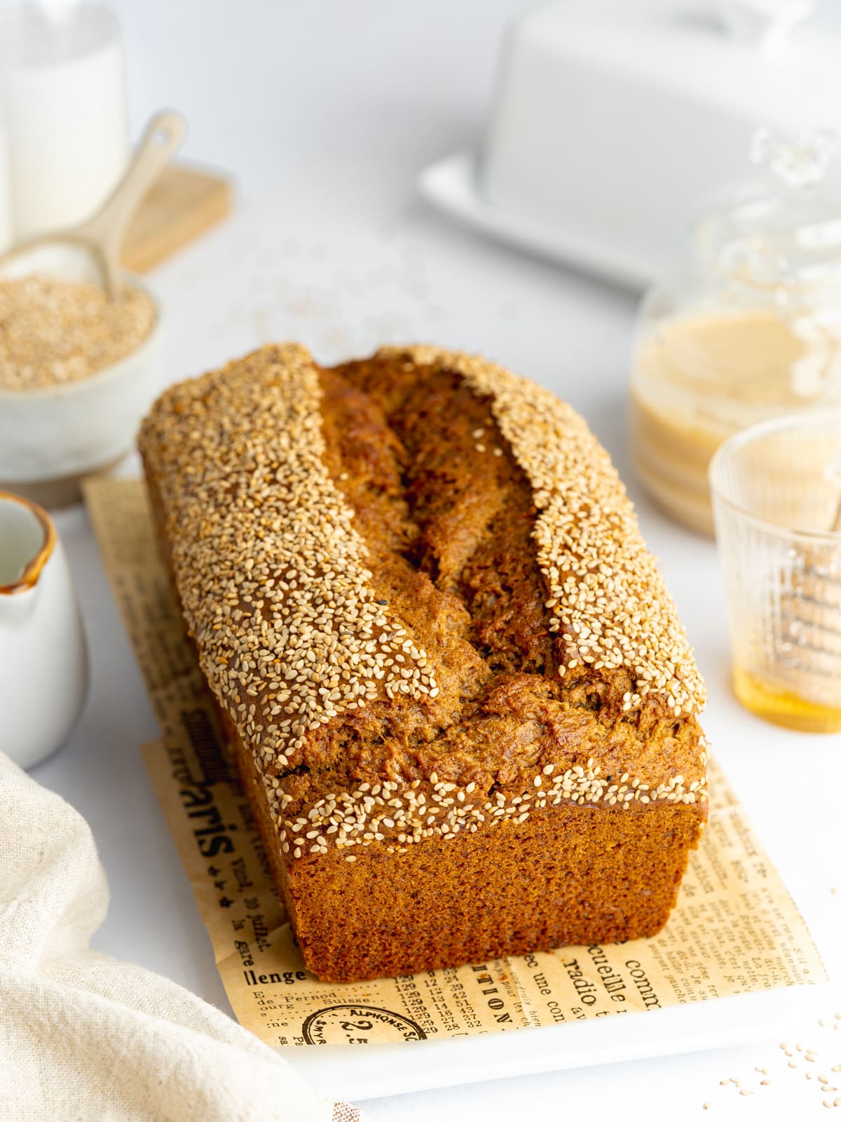 Vegan Tahini Banana Bread - Addicted to Dates