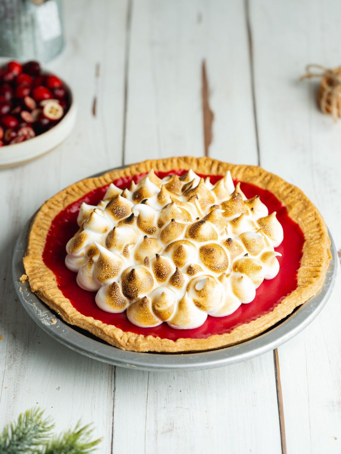 Vegan Cranberry Meringue Pie - Addicted to Dates